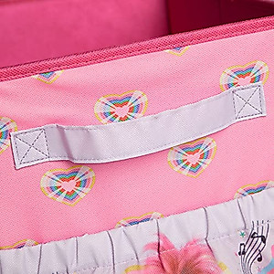 Idea Nuova Dreamworlds Trolls Kids Collapsible Storage Organizer Bin with Front Pocket,9" H x 10" W x 15" L