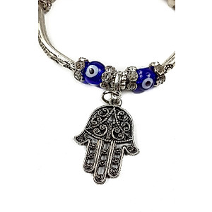 Nazareth Store Blue Beads Evil Eye Bracelet Hamsa Hand Of Fatima For Men Women Stretch Bracelets Lucky Charm
