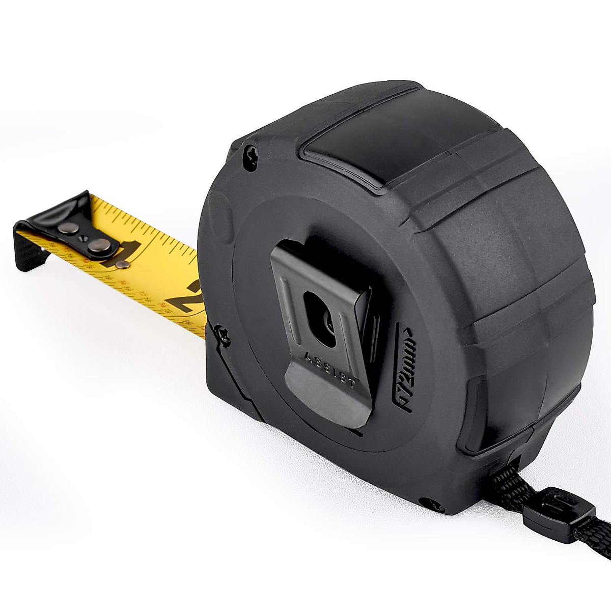 25FT Measuring Tape by ASSIST-Easy Read Double Side Printing with Metric and Inches，2.6m Level Standout Blade,Heavy Duty Shock Absorbent Rubber Case-for Construction，Surveyor