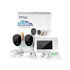 Baby Monitor, 4.3'' Video Baby Monitor with 2 Cameras, Night Vision, Temperature Monitoring, 5 Lullabies, 2-Way Talk, VOX Mode, Feeding Time Alarm, Support up to 4 Cams, 1000ft Stable Transmission