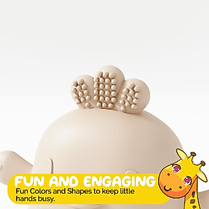 Beige Pacifier Teether Toy Never Drop Baby Teether Wrist Wearable Baby Teether Beige Baby Toys - Little Chick Newborn Toys by Muqee Peeko in Baby Safe Silicone Baby teether