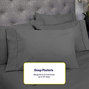 Cal King Size Bed Sheets - 6 Piece 1500 Supreme Collection Fine Brushed Microfiber Deep Pocket California King Sheet Set Bedding - 2 Extra Pillow Cases, Great Value, California King, Gray