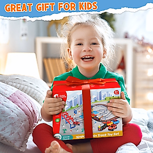 CUTE STONE Toy Train Set for Toddler, Train Track Set with Cars, Electric Train with Realistic Sound, Train Track Playset for 3 4 5 Years Old Girls & Boys