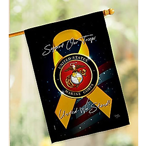 Breeze Decor Support Marine Corps Garden House Flag Kit Armed Forces USMC Semper Fi United State American Military Veteran Retire Official Decoration Banner Small Yard Gift Double-Sided, Made in USA