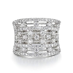 Delicin Jewelry Rhodium Plated Cubic Zirconia Eternity Band Cocktail Ring