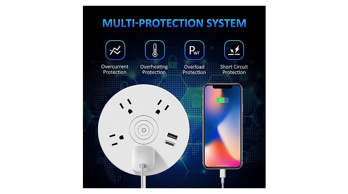 Happlee Retractable Power Strip with USB-C & USB-A Quick Charge