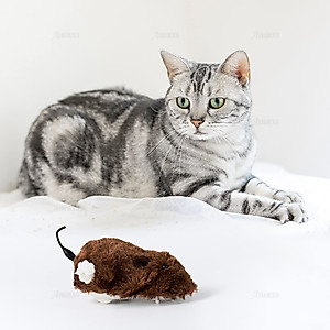 AUEAR, 4 Pack Wind Up Mouse Racing Mini Jumping Rat Plush Mice Realistic Looking Pet with Twirling Tail