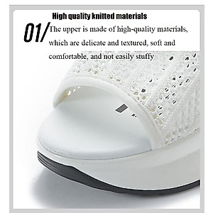 Women's Air Cushion Sneakers Hiking Outdoor Sandals Breathable Mesh Lightweight Comfortable Roman Fish Mouth Walking Shoes Anti-Slip Height Increasing Beach Sandals (Black,7.5,7.5)