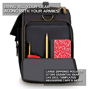 ENHANCE Portable Miniature Figure Storage & Carrying Case - 4 Foam Layers fits 108 Infantry Minis & Pick & Pluck for Large Figures - Book Sleeve & 2 Accessory Pockets for Measuring Tape, Dice & More