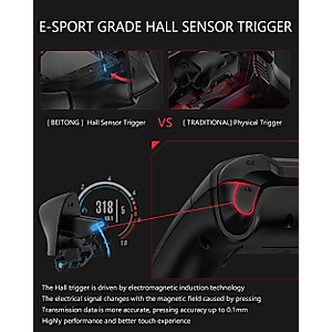 BEITONG Asura 2 Pro PC Game Controller Wireless Gamepad Joystick Hall Effect Trigger For Windows 7 8 10 11,Android TV,Steam,Tesla,Simulator,with Programmable M Buttons (Black)