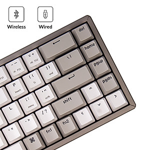 Keychron K6 68-Keys Hot-Swappable Wireless Mechanical Keyboard for Mac, 65% Compact, Bluetooth, Aluminum Frame, Wired Gaming Keyboard for Windows Non-Backlit with Keychron Red Switch