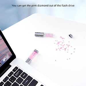 USB Flash Drive 32GB, BorlterClamp Cute Pink Crystal Thumb Drive Novelty Pen Drive Memory Stick
