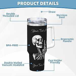 Mount Hour Custom Personalized Photos Stainless Steel Ice Bully Cup with Handle Lid Straw 40 OZ, Design Logo Text Name Travel Coffee Cup, Funny Presents for Birthday