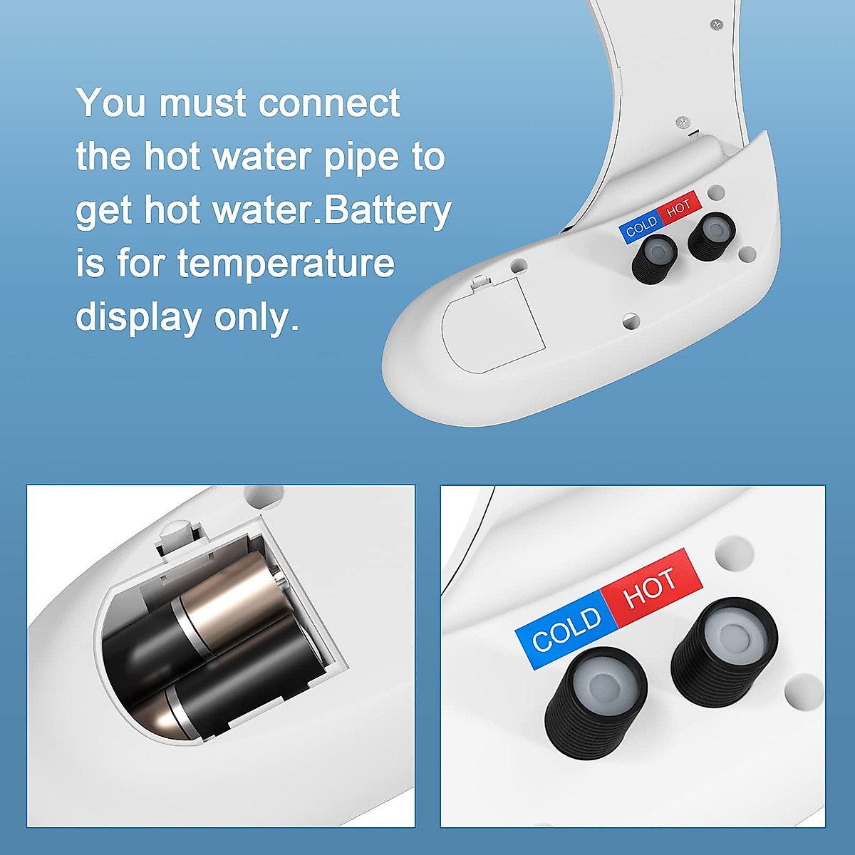 Bidet Toilet Attachment w/Digital Display Temperature, Adjustable Cool to Warm Water, Non-Electric Self Cleaning Dual Retractable Nozzles for Rear & Feminine Wash