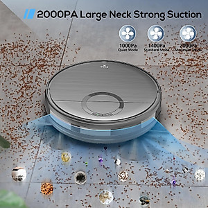Robot Vacuum and Mop Combo, 2 in 1 Mopping Robot Vacuum Cleaner with Schedule, Wi-Fi/App/Remote, 2000Pa Max Suction, Self-Charging Robotic Vacuum, Slim, Ideal for Hard Floor, Pet Hair, Low-Pile Carpet
