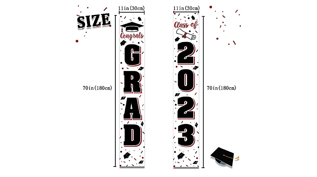 LASKYER Congrats Grad 2023 Red Door Banner for Graduation Parties