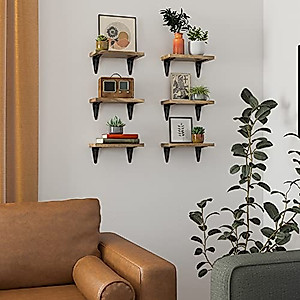 You Have Space Flota 9"x 4.5" Floating Shelves for Wall, Wall Decor Living Room, Book Bookshelf Storage Shelf for Home Office,Bedroom Set of 6