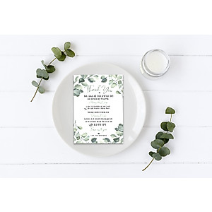 Your Main Event Prints 50 Eucalyptus Wedding Thank You Place Setting Cards - Perfect for Adding to Table Centerpieces and Wedding Decorations for Receptions - Pack of 50 Cards