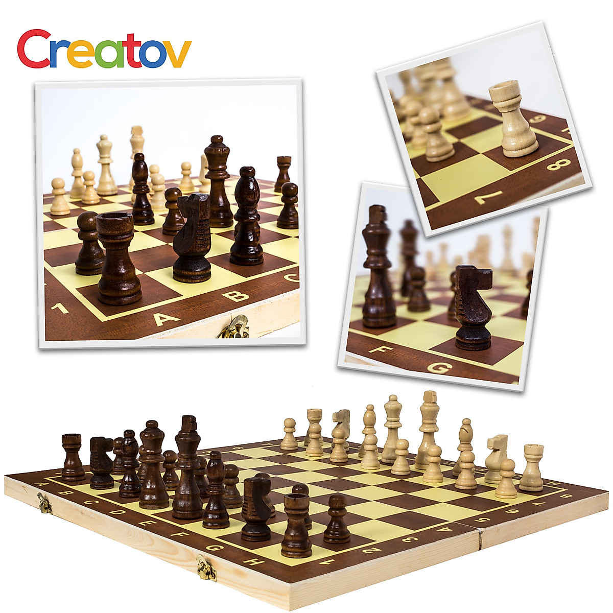Creatov Chess Set - Chess Board Set for Adults Kids Chess Set Board Game Set Wood Chess Set with Chess Pieces Travel Chess Set