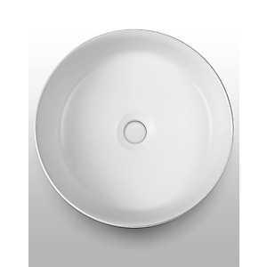 Bathroom Vessel Sink - SENTANI 14.4" Round Modern Above Counter Bathroom Sink - Porcelain Ceramic Vessel Vanity Sink Art Bowl Basin - Matte White