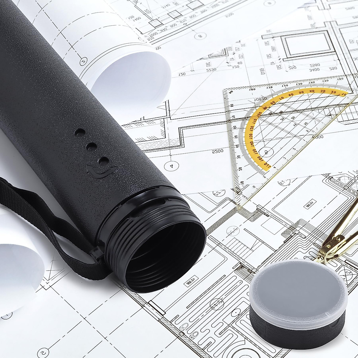 IPETRK 2-Pack Extendable Poster Storage Tube Expand from 24.5” to 40”, for Carry Documents | Artworks | Blueprints | Drafting | Scrolls or Arrow,Black Portable Durable Round Tube with Shoulder Strap