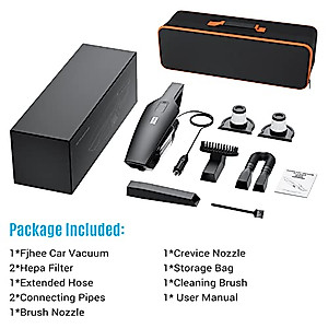 Fjhee Car Vacuum 13.2FT Corded, Portable Car Vacuum Cleaner Strong Suction DC 12V/9500Pa Handheld Vacuums w/4 Attachments for Car Interior Detailing Auto Accessories Cleaning Tool Kit w/Storage Bag