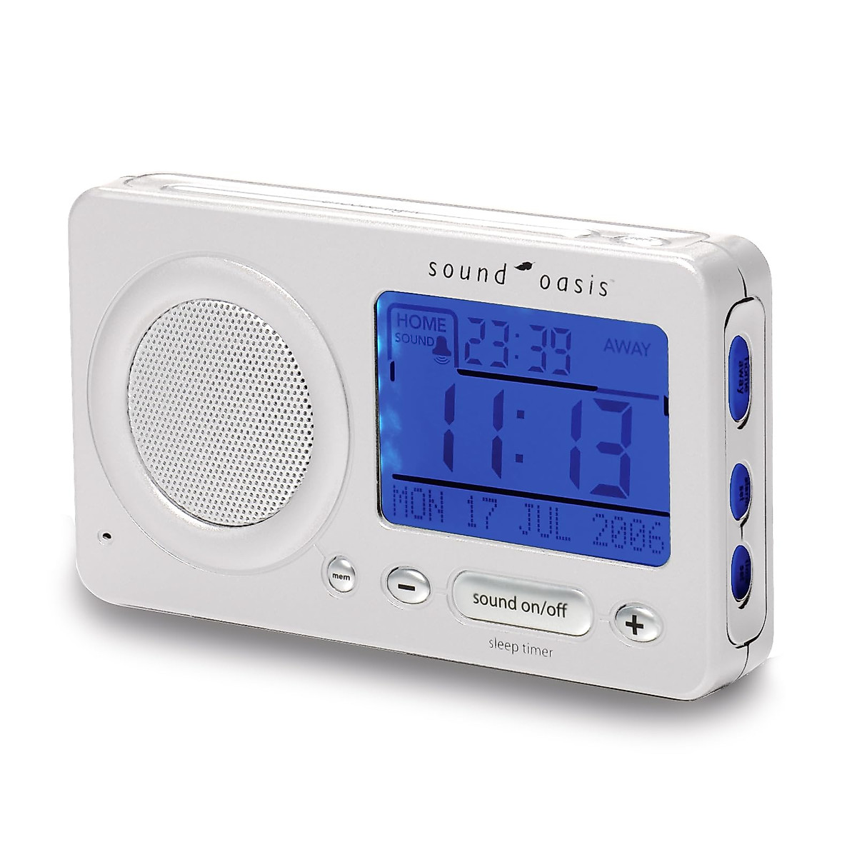 Sound Oasis S-850W Travel Sleep Sound Therapy System (White), Jet-Lag Reduction Sound with Voice Memo, 18 Soothing Natural Sounds