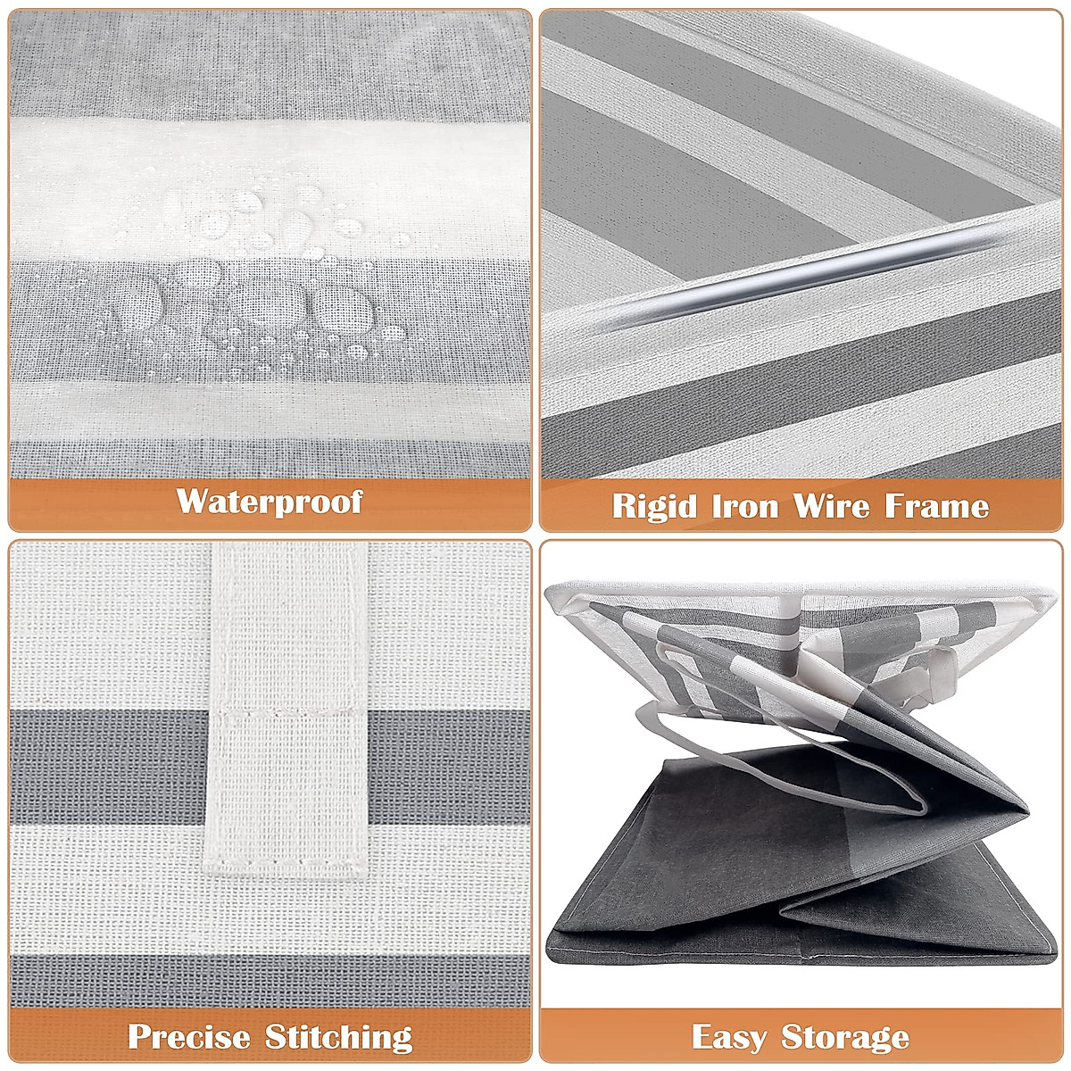 ToteTastic 3-Pack Laundry Basket, Freestanding＆Waterproof Laundry Hamper, Collapsible Tall Clothes Hamper with Easy Carry Handles for Clothes, Towels＆Toys in the Family and Dorm,Gradient Grey,75L