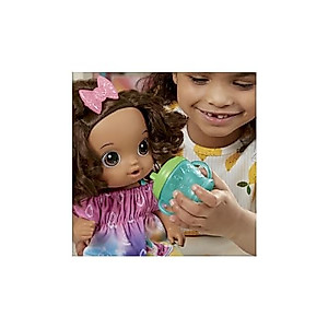 Baby Alive Fruity Sips Doll, Lemon, Toys for 3 Year Old Girls, 12-inch Baby Doll Set, Drinks & Wets, Pretend Juicer, Kids 3 and Up, Brown Hair