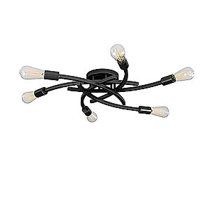 OUKAARY Industrial 6-Lights Semi Flush Mount Ceiling Light Fixture,Retro Black Metal Modern Sputnik Chandelier Ceiling Lamp, Mid Century Ceiling Lights with E26 Bulb Base for Farmhouse Kitchen,Room
