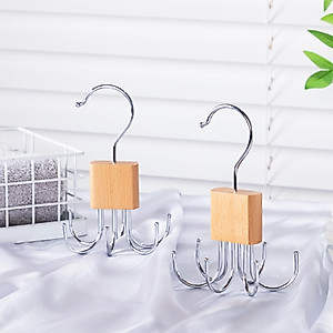 ELONG HOME Belt Organizer, Wooden Block Belt Hanger Closet Organizers and Storage, Belt Rack with 6 Hooks, 2 Pack Tie Hangers