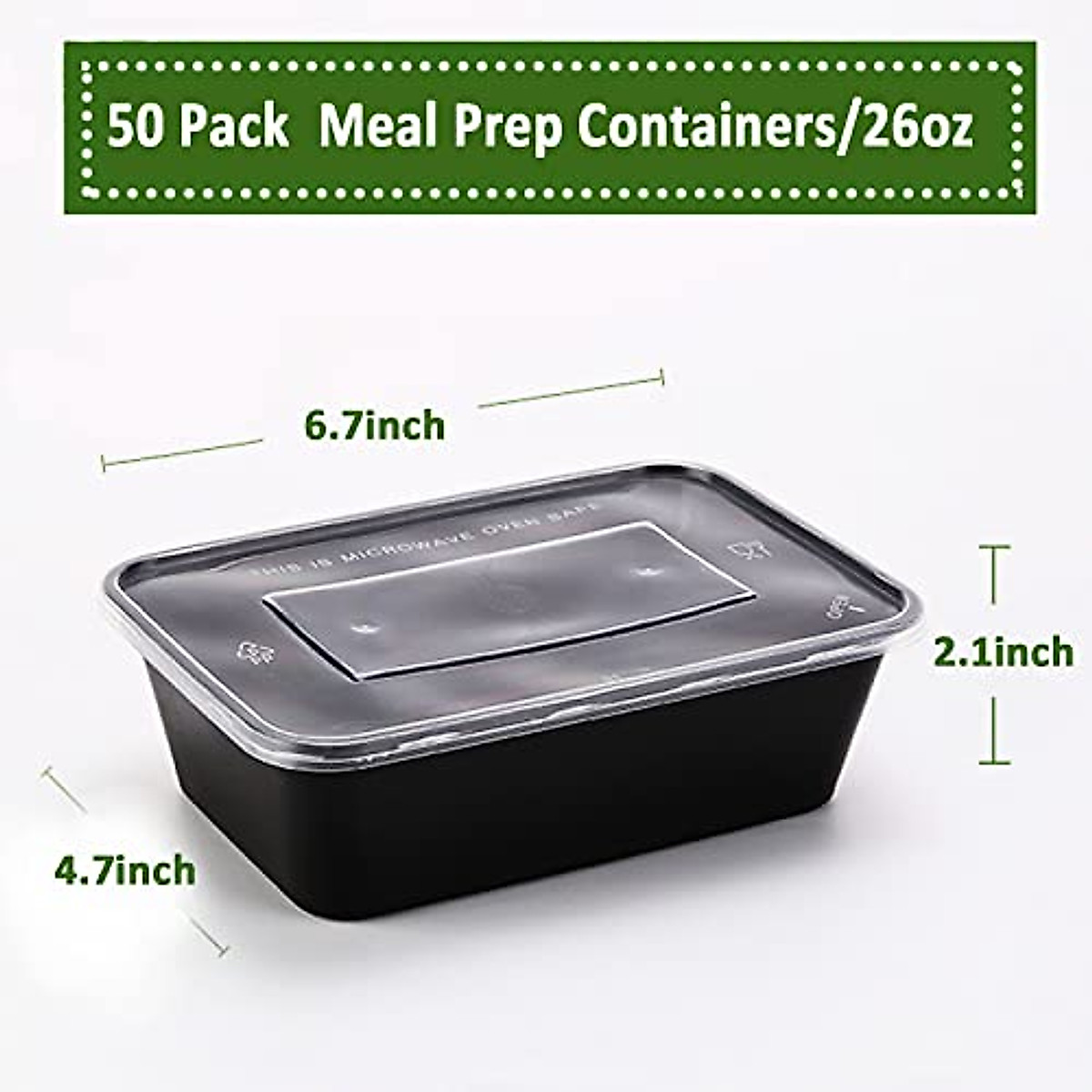 MORDEN MS 50-Pack Meal Prep Containers With Lids Reusable To-Go Food Containers Plastic Bento Boxes Food Storage Lunch Box, Microwave/Freezer/Dishwasher Safe, 1 Compartment, BPA-Free, 750ML/26 OZ