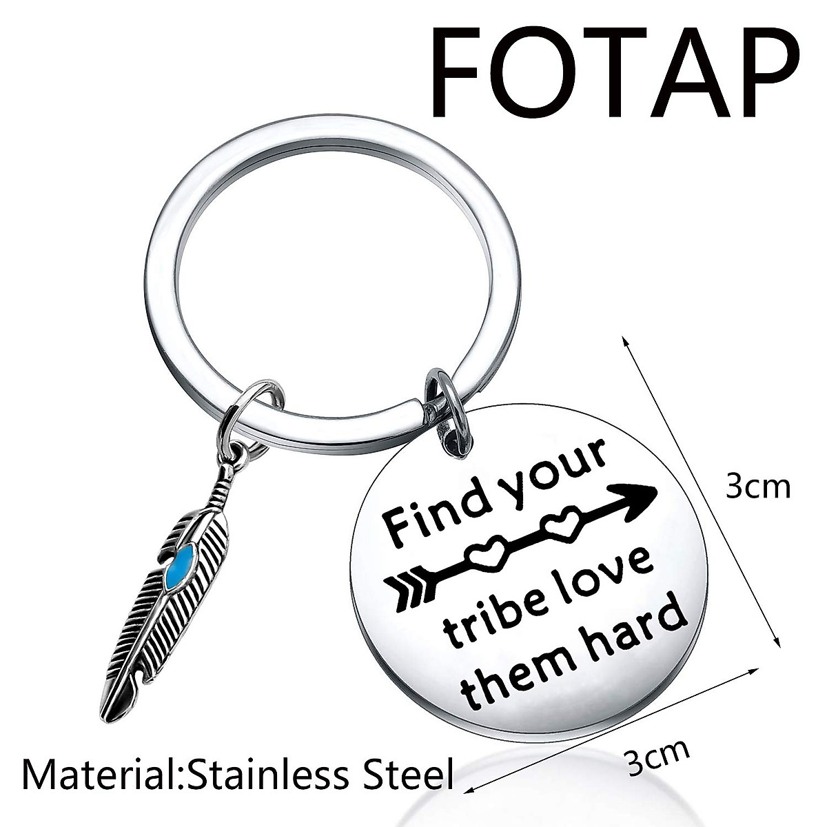 FOTAP Find your Tribe Love Them Hard Keychain Bridal Party Keychain Friendship Keychain Love My Tribe Keychain Best Friend,Family Keychain(Tribe keychain)