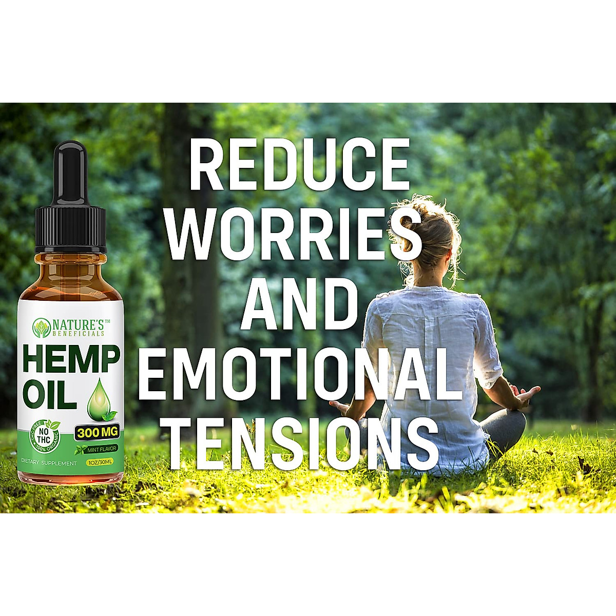 NATURE'S BENEFICIALS Organic Hemp Oil Extract Drops 3000mg - Ultra Premium, Soothes Discomfort, Joint Support, Sleep Aid, Omega Fatty Acids 3 6 9, Non-GMO