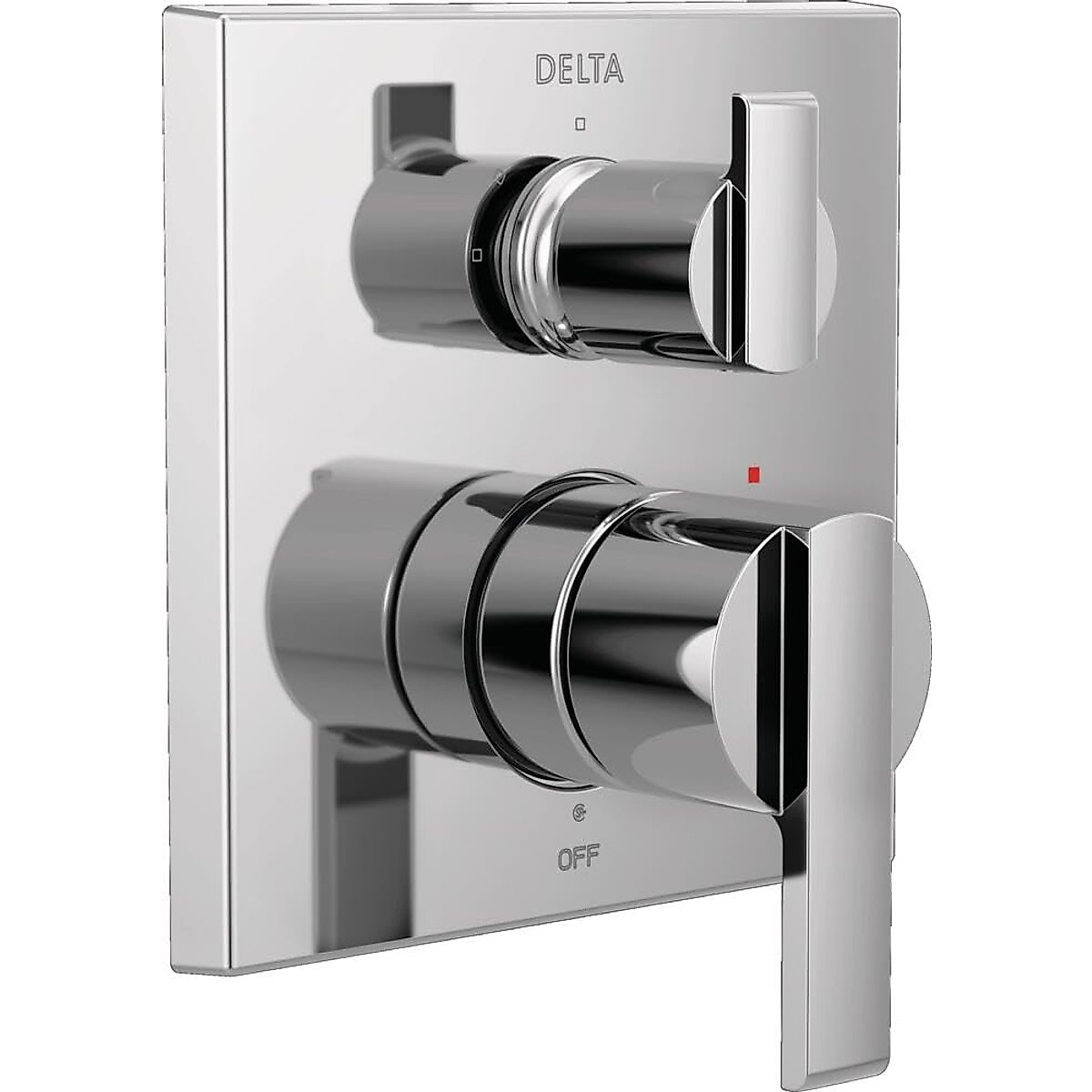 DELTA FAUCET T24867, Chrome Ara Angular Modern Monitor 14 Series Valve Trim with 3-Setting Integrated Diverter