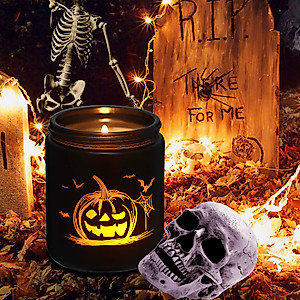 Halloween Lights Candles with LED, Halloween Decorations for Outdoor/Indoor/Party, Fall Candle with Lavender Scent (Over 40 Hours Burn), Gifts for Friends Woman Kid, Accessories & Stuff, 100% Soy Wax