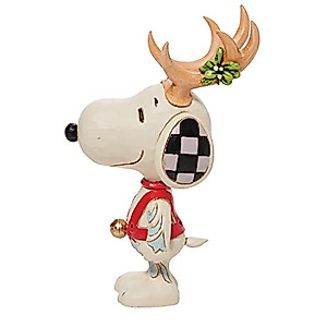 Enesco Jim Shore Peanuts Snoopy Reindeer Miniature Figurine, 3.82 Inch, Multicolor