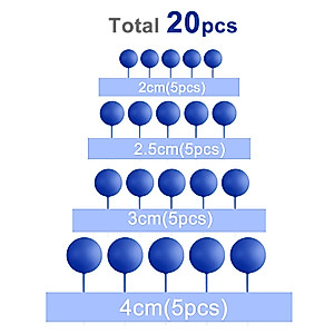 ASTARON 20 Pcs Ball Cake Topper Decorations Mini Balloons Cake Topper Sticks Royal Blue Balls Cake Picks Cake Topper Balls Cake Decorations for Wedding Birthday Cake Decorations