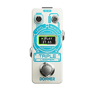 Donner Triple Looper Guitar Pedal, 90 mins Looping Time Loop Pedal with Screen, 3 Loops Looper Pedal with Unlimited Overdubs Undo/Redo