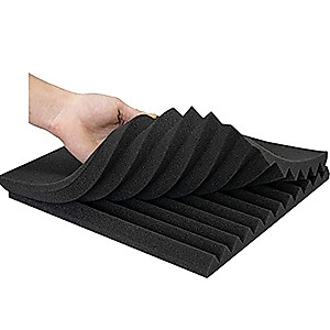 24 Pack Sound Proof Foam Panels 1" x 12" x 12" Acoustic Panels Studio Foam Wedges Sound Absorbing Wall Panels Decoration Foam Tiles Sound Proofing Padding for Wall, Home, Office (BLACK/BLUE)