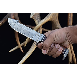 Knives Ranch Handmade Gut Hook Skinning Knife, Stack Leather Handle, Heavy-Duty Leather Sheath (Model 2173)