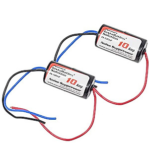 Pipeman's Installation Solution 10 Amp Inline Power Noise Suppressor Filter - (2-Pack) Eliminator Isolator Universal 12-Volt Car Audio Radio Ground Loop