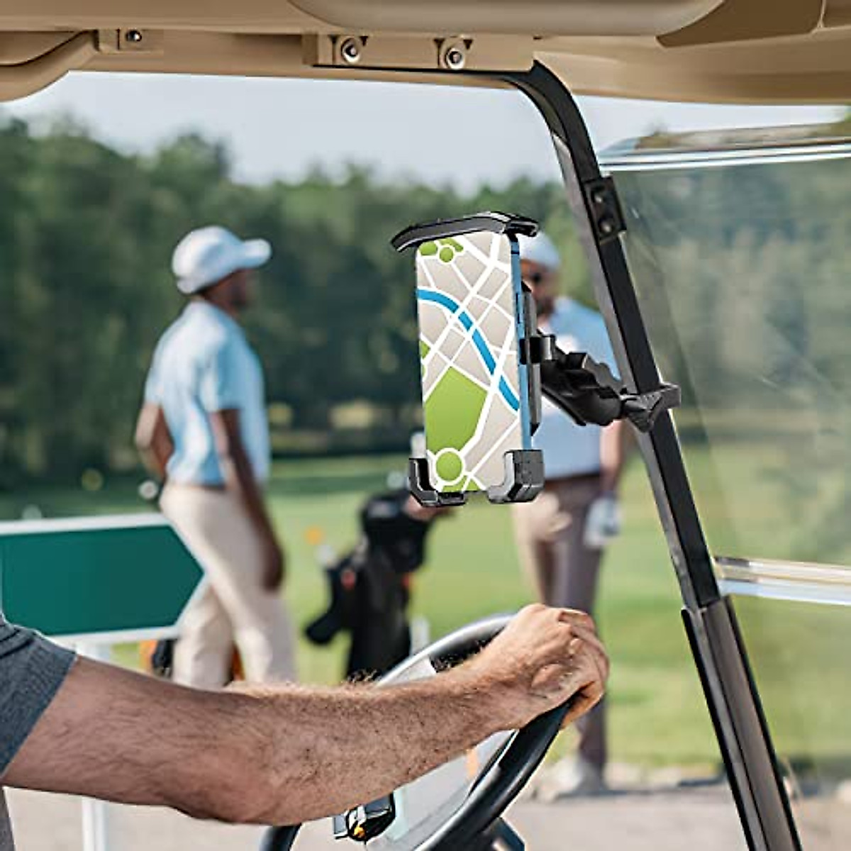 Roykaw Golf Cart Phone Mount Holder for EZGO/Club Car/Yamaha/ICON/Advanced EV Models, Upgrade Quick Release & One-Touch Lock, Compatible with iPhone/Galaxy/Google Pixel/Motorola/All 4.7"-6.8" Devices