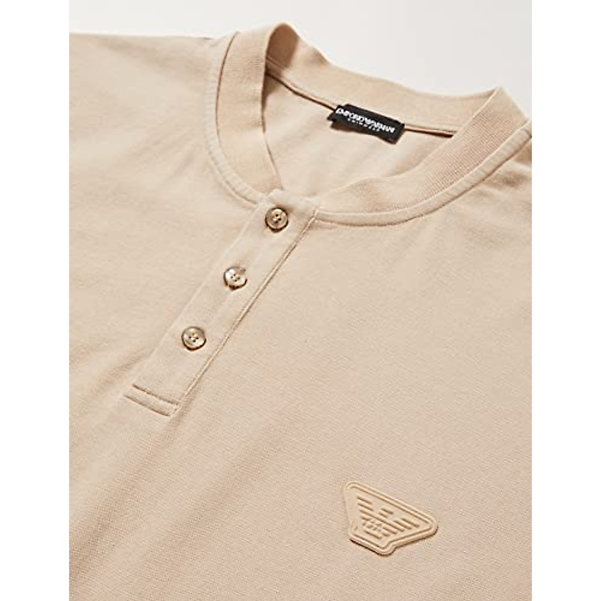 Emporio Armani Men's Eagle Patch Short Sleeve Polo Shirt, Sand Yellow, Extra Large