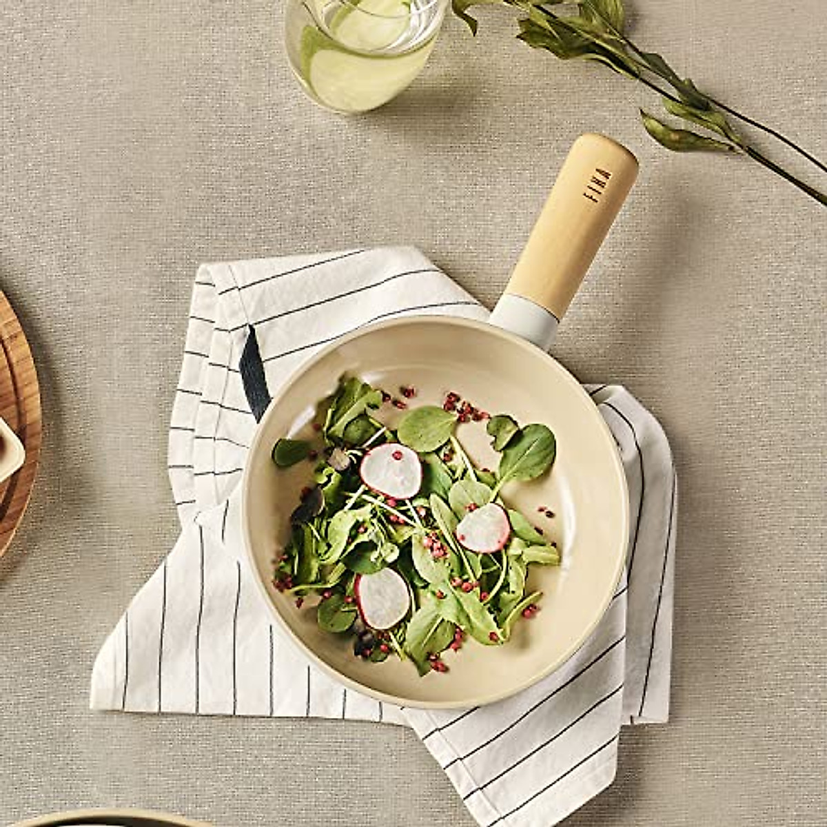 NEOFLAM FIKA 7" Mini Petit Wok for Stovetops and Induction | Wood Handle and Nonstick Ceramic Coating | Made in Korea (7" / 18cm)