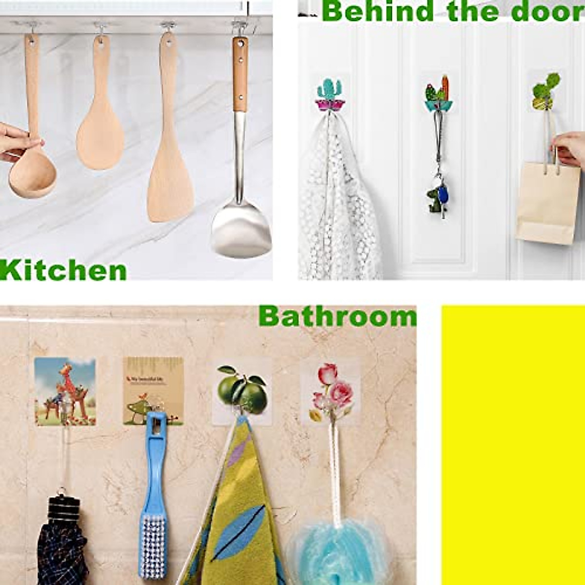 HAMOER Adhesive Wall Hook-Large Adhesive Patch Hanging Towel Key Universal, Printed Pattern Random Home Decor, Free Small Towel, Gift Box Packaging 12 Pack