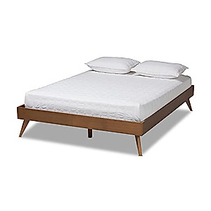 Baxton Studio Lissette Mid-Century Modern Walnut Brown Finished Wood Queen Size Platform Bed Frame