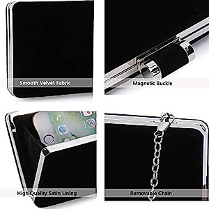 Selighting Elegant Velvet Clutch Evening Bags for Women Formal Wedding Party Clutch Purse Prom Cocktail Handbags Black