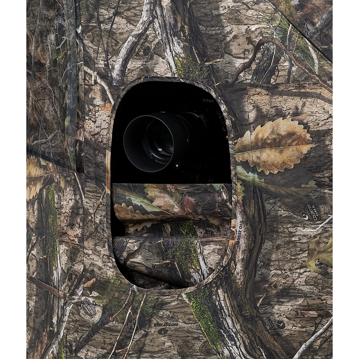 Browning Evade Tent Hunting Blind Featuring 180 Degree Windows with Shoot Through Mesh and Silent Open, Silent Magnetic Door System, and Brush Loops, Mossy Oak Country DNA