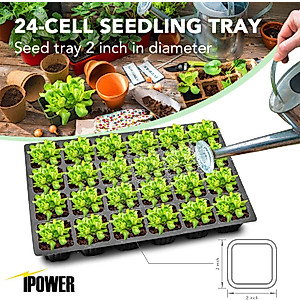 iPower Seed Tray Kits with Heater Garden Propagator Set Seed Starter Tray with Vented Humidity Dome, 15.1" x 9.5", 24 Cell